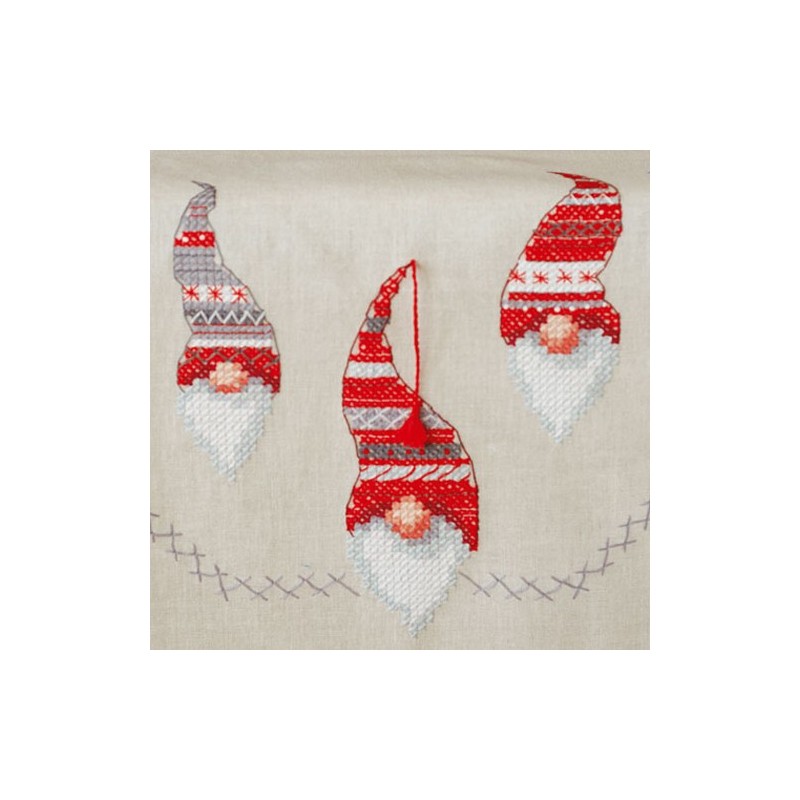 Kit de punto de cruz Camino de mesa gnomos